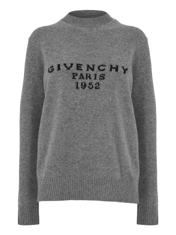 Givenchy Mock Neck Knit Sweater With Graphic Detail - Gray