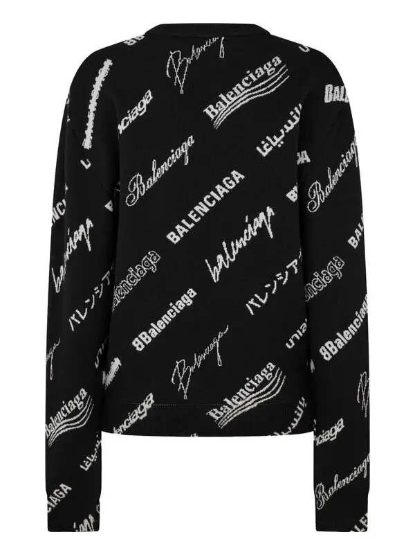 Balenciaga Logomania Crew Sweater - Black