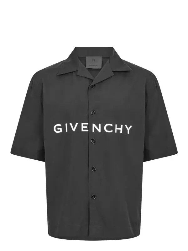Givenchy Giv Boxy Fit Short Sleeve Plain Shirt - Black
