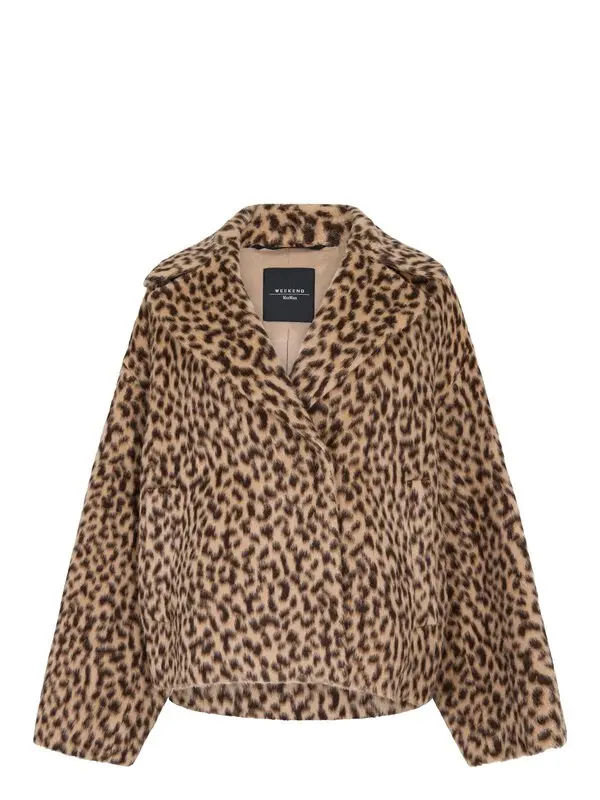 Max Mara Leopard Print Faux Fur Coat - Brown