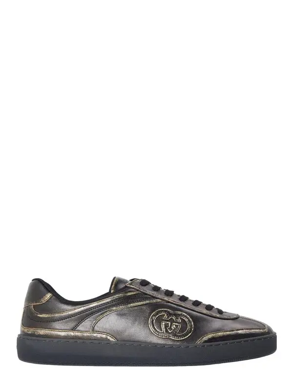 Gucci G75 Brushed Leather Lace-up Sneakers - Black