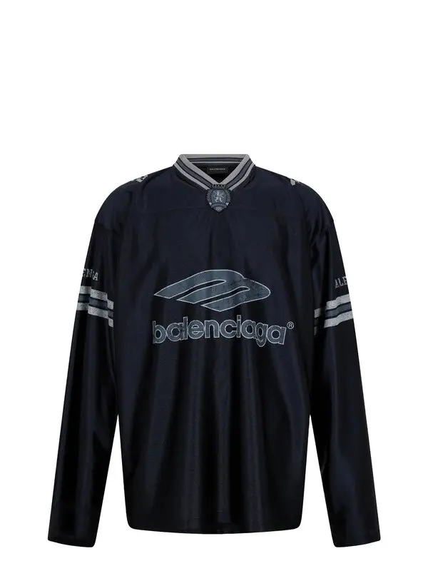 Balenciaga Graphic Print Long Sleeve Sweatshirt - Black