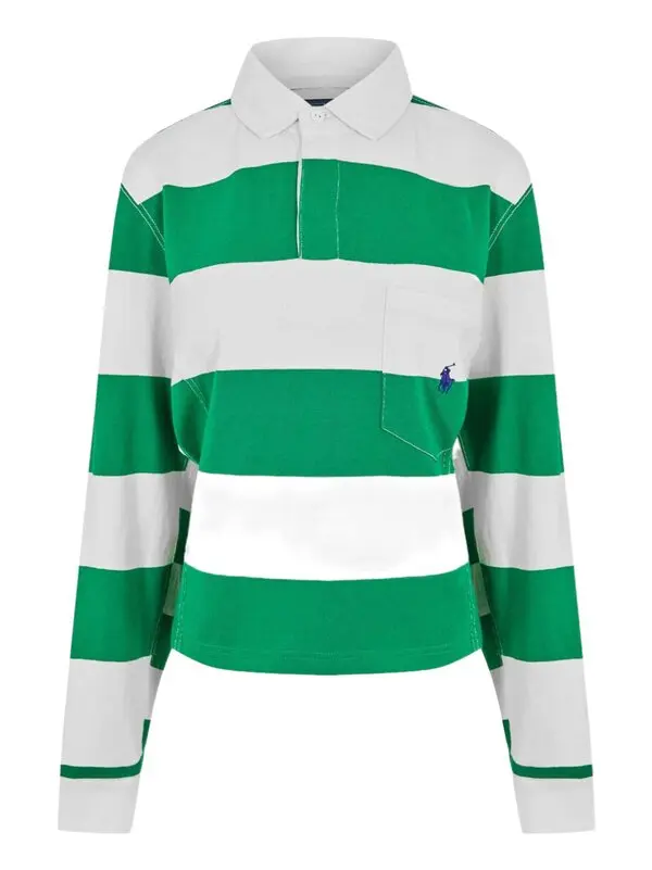 Polo Ralph Lauren Striped Rugby Shirt With Collared Neck - Green