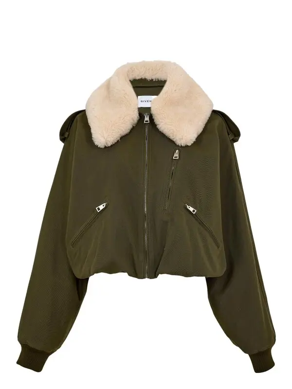 Givenchy Shearling Bomber Jacket - Green