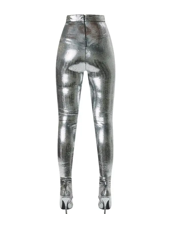 Balenciaga Shiny Form-fitting Leggings Boots - Gray