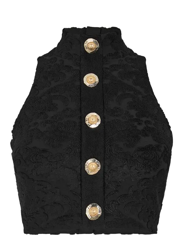 Balmain High Neck Zippered Vest - Black