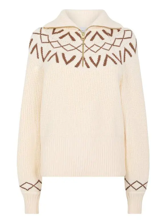 Varley Sigrid Ribbed-knit Half-zip Sweater - Whitecap Grey