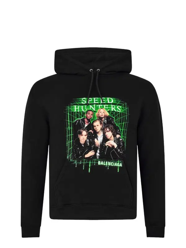 Balenciaga Speedhunters Printed Hoodie - Black