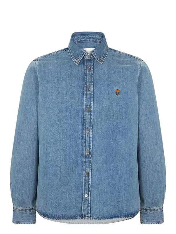 AMI Paris Long Sleeve Denim Shirt - Blue