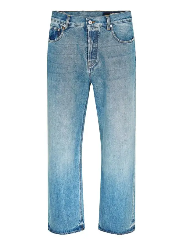 Jacquemus Jacquard Script Straight Leg Jeans - Blue