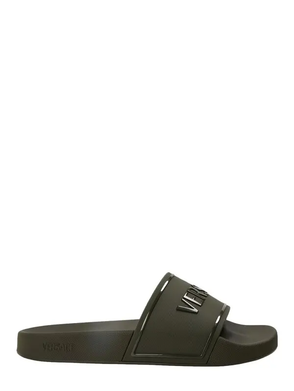 Versace Embossed Pool Sliders - Black