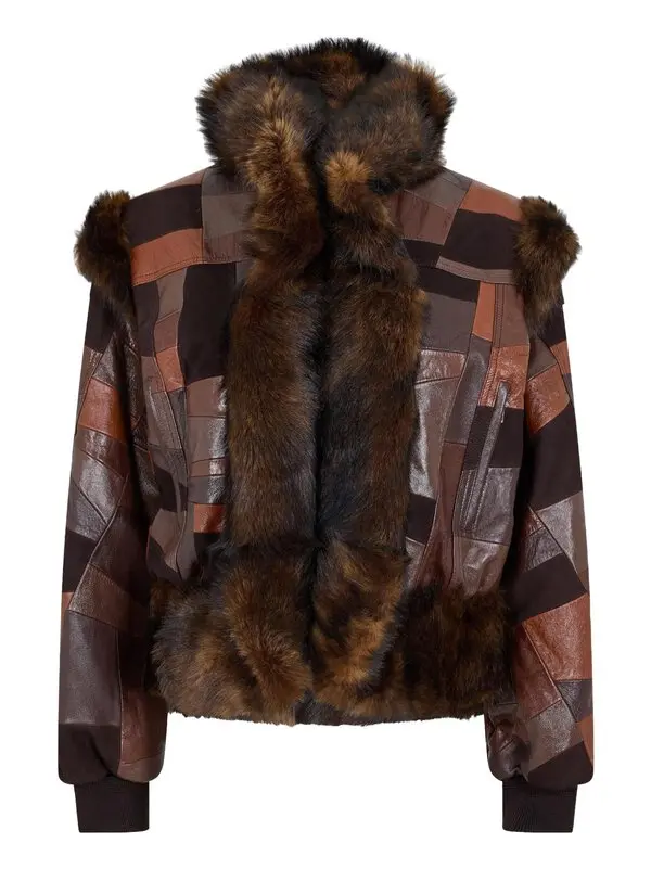 Chloé Color Blocked Jacket With Fur Accents - Black