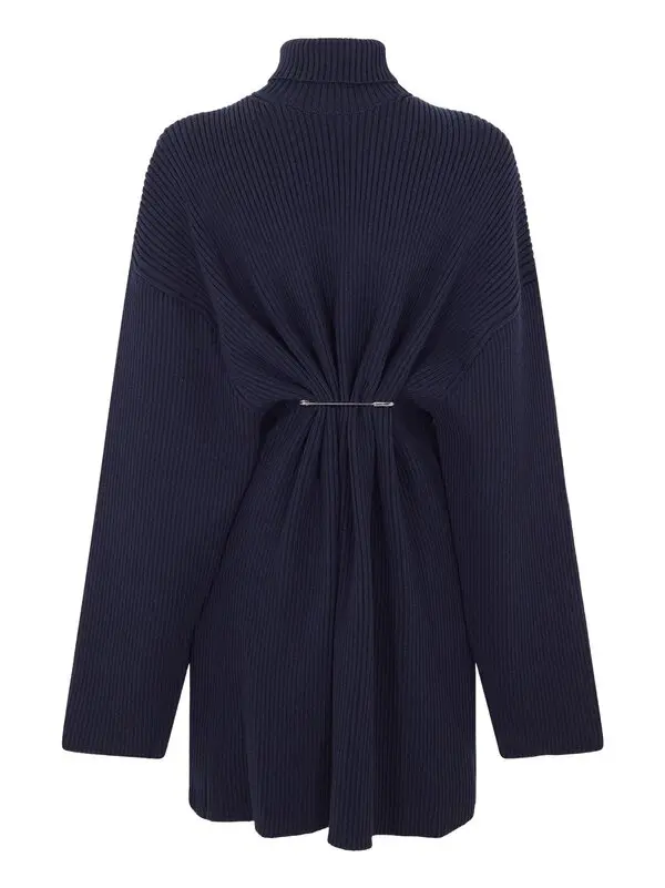 Balenciaga Mini Knitted Jumper Dress - Navy Blue