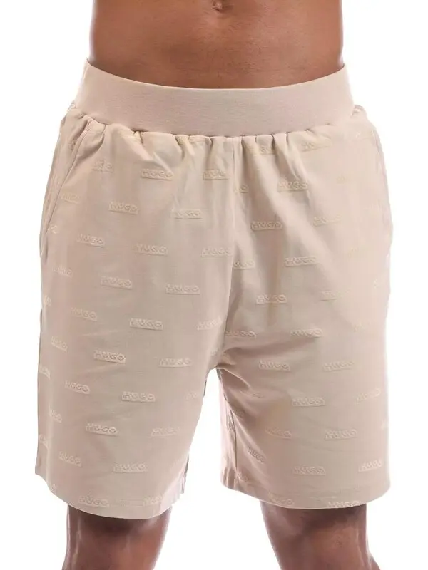 Hugo Boss All-over Logo Relaxed Fit Shorts - Nude