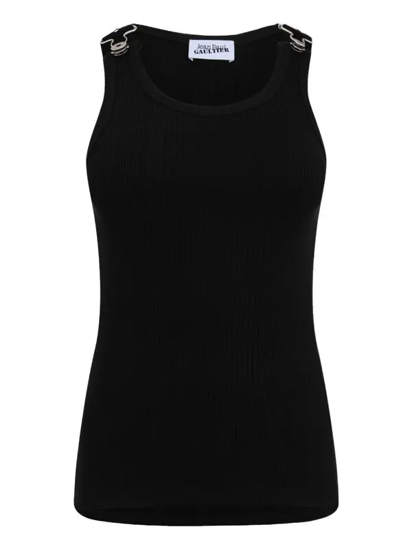 JEAN PAUL GAULTIER Ribbed Knit Vest With Hardware Detail - Black