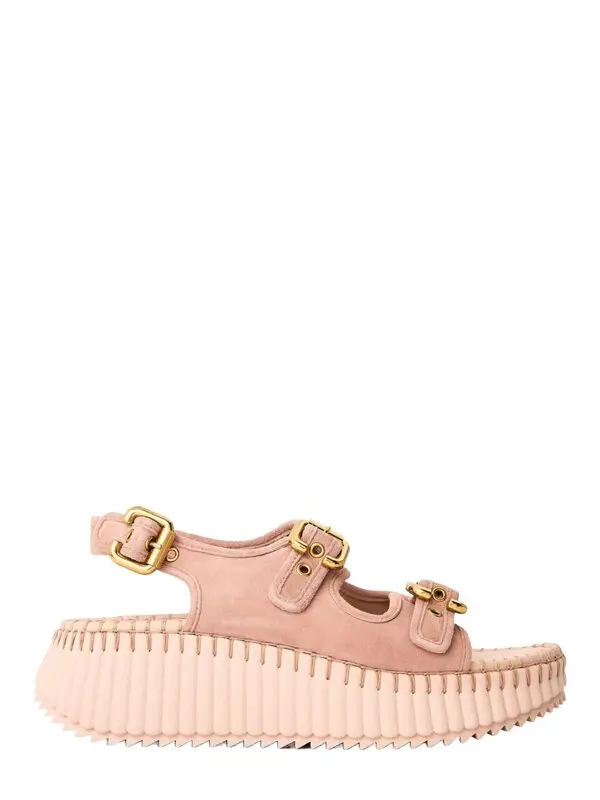 Chloé Buckled Platform Sandals - Nude