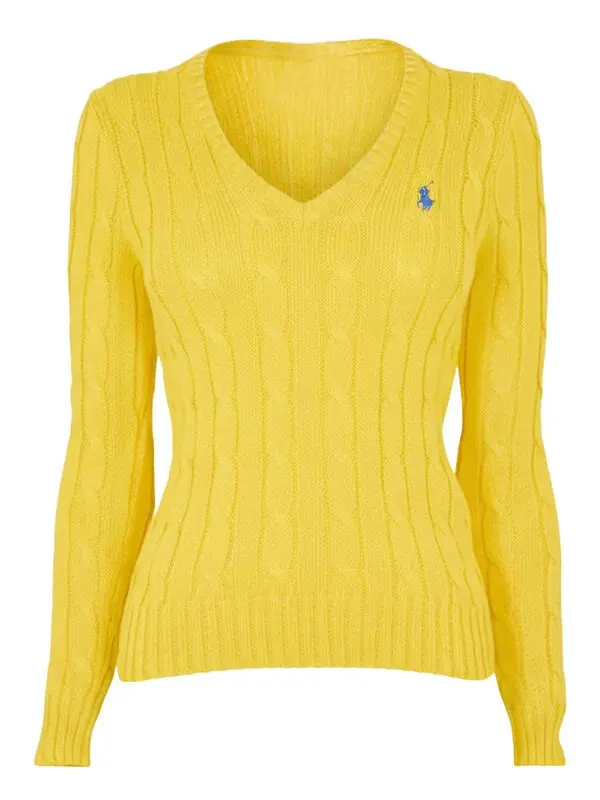 Polo Ralph Lauren Cable Knit V-neck Jumper - Yellow