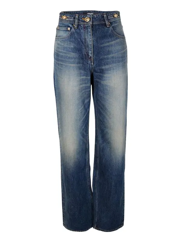 Versace Wide Leg Denim Jeans - Blue
