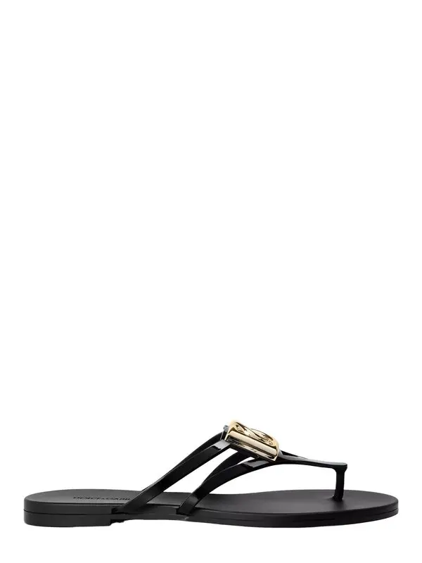 Dolce & Gabbana Logo Thong Sandals - Black