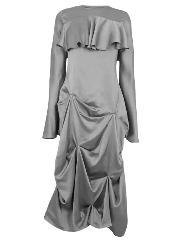 GANNI Satin Maxi Dress - Gray