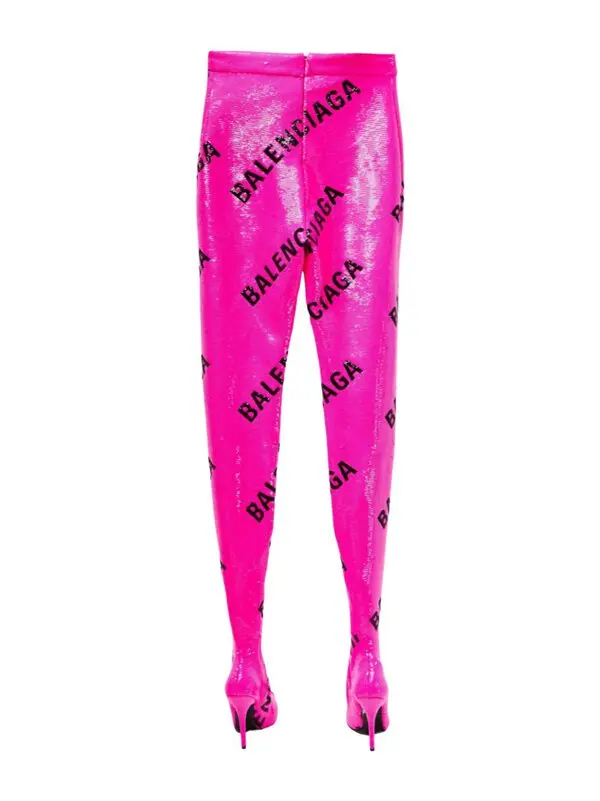 Balenciaga High Heel Leggings With Logo Print - Pink
