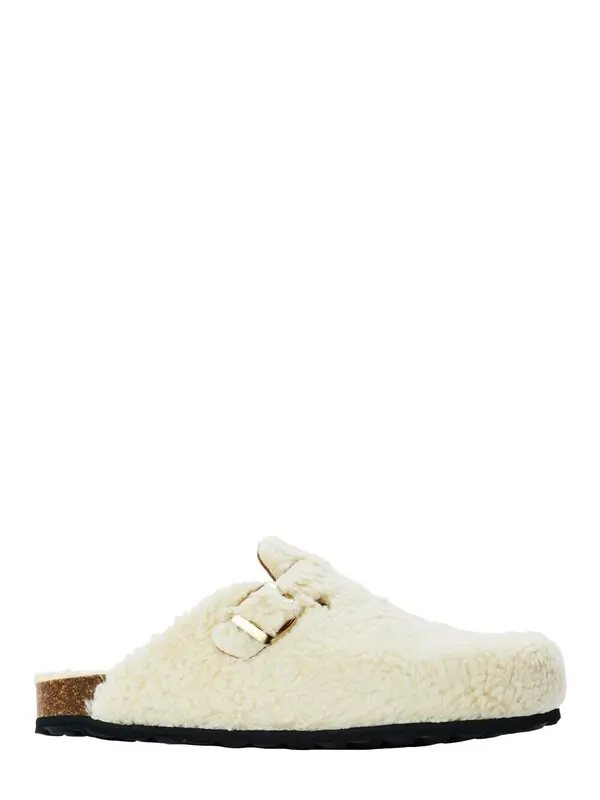 Steve Madden Cream Shearling Clogs - Nude