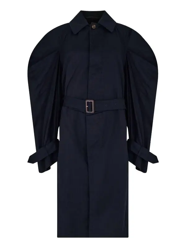 Balenciaga Lapel Long Trench Coat - Black