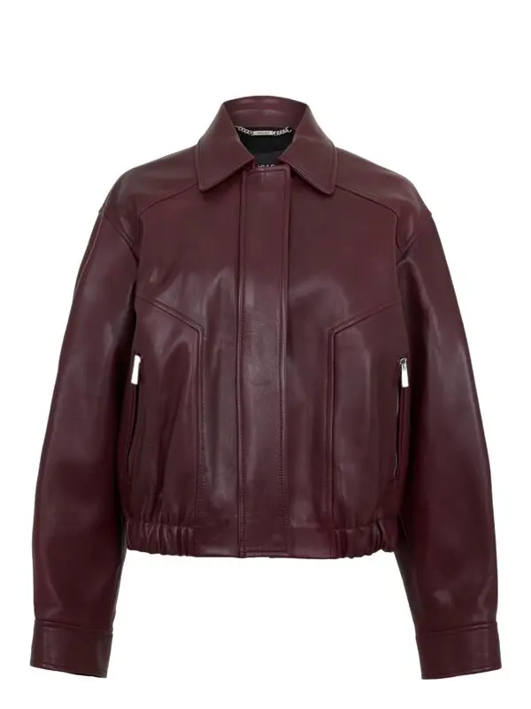 Versace Zip Pocket Leather Jacket - Red