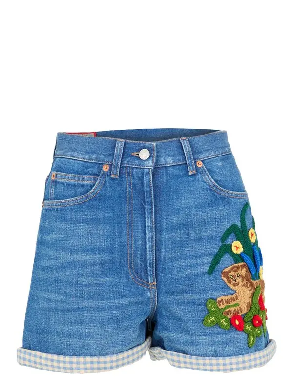 Gucci Embroidered Denim Shorts - No