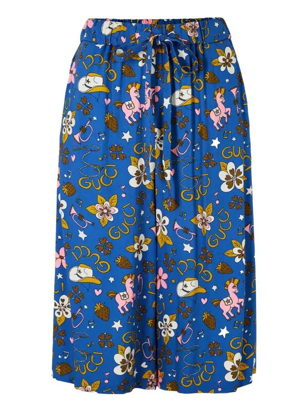 Gucci Printed Wide Leg Culottes - Blue