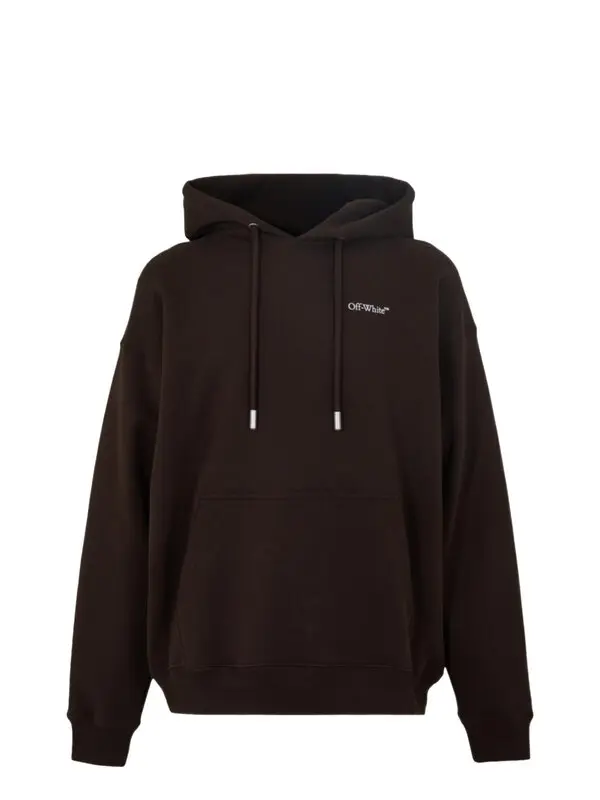 Off-White Hoodie With Twill Pattern - Black