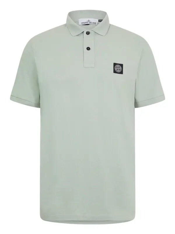 Stone Island Cotton Compass Logo Polo Shirt - Gray