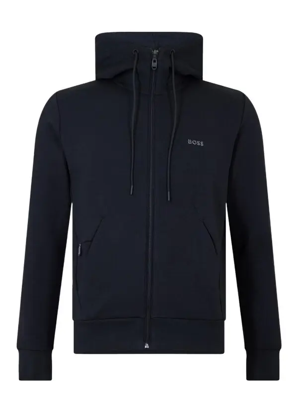 Hugo Boss Zip-up Hooded Sweatshirt - Black