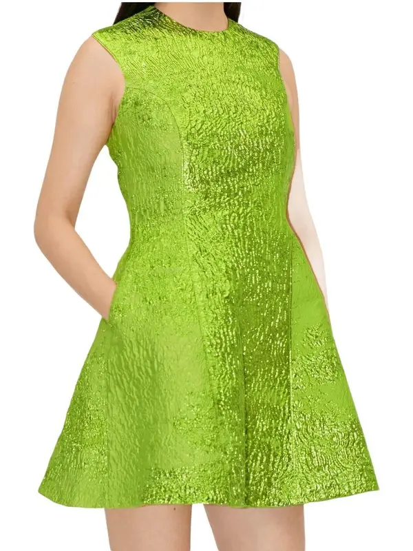 Stine Goya Sleeveless A-line Mini Dress With Metallic Pattern - Green