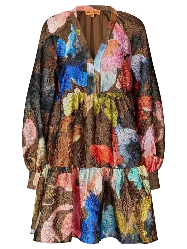 Stine Goya Voluminous Abstract Pattern Mini Dress - Multicolor