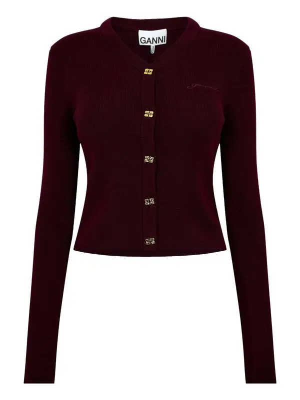 GANNI Cropped Knit Cardigan - No