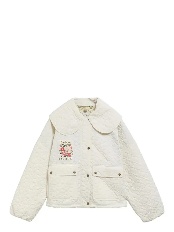 Barbour Quilted Jacket With Embroidered Detail - White