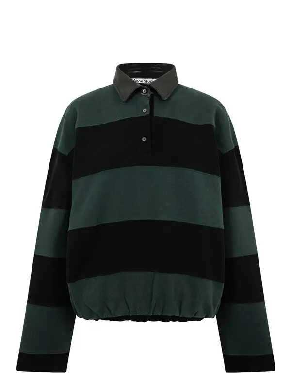 Acne Studios Striped Long Sleeve Polo Shirt - Black