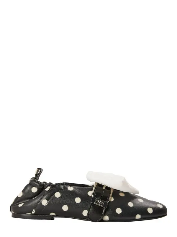 GANNI Printed Ballet Flats - Black
