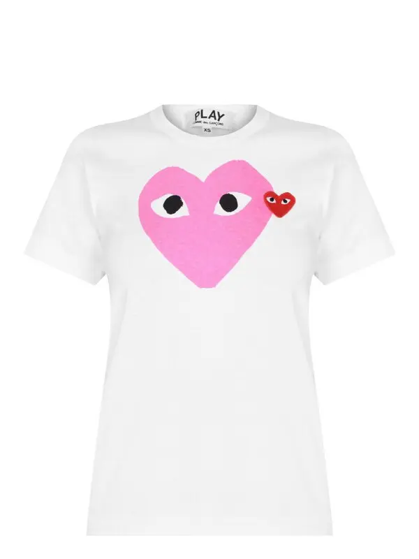 Play Comme Des Garcon Printed Heart T-shirt - White