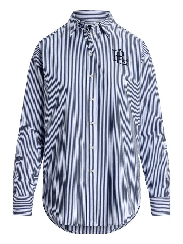 Ralph Lauren Striped Shirt With Logo Embellishment - Blue
