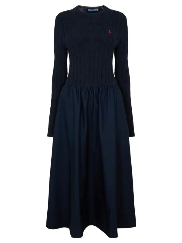 Polo Ralph Lauren Embroidered Knit Midi Dress - Black