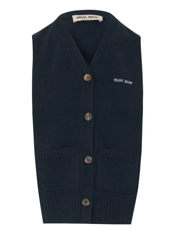 Miu Miu Knitted Sweater Vest - Black
