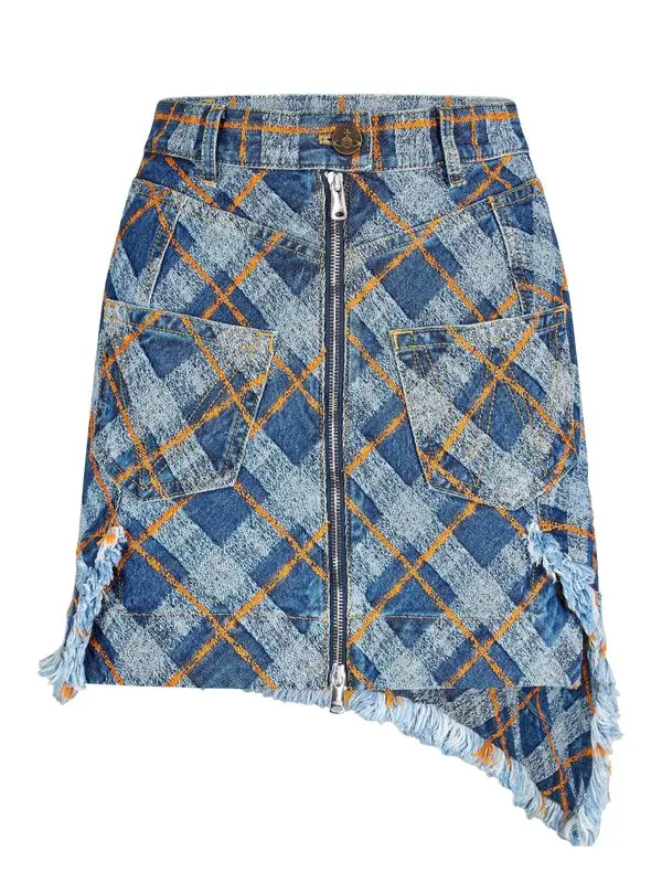 VIVIENNE WESTWOOD Plaid Denim Mini Skirt - Blue