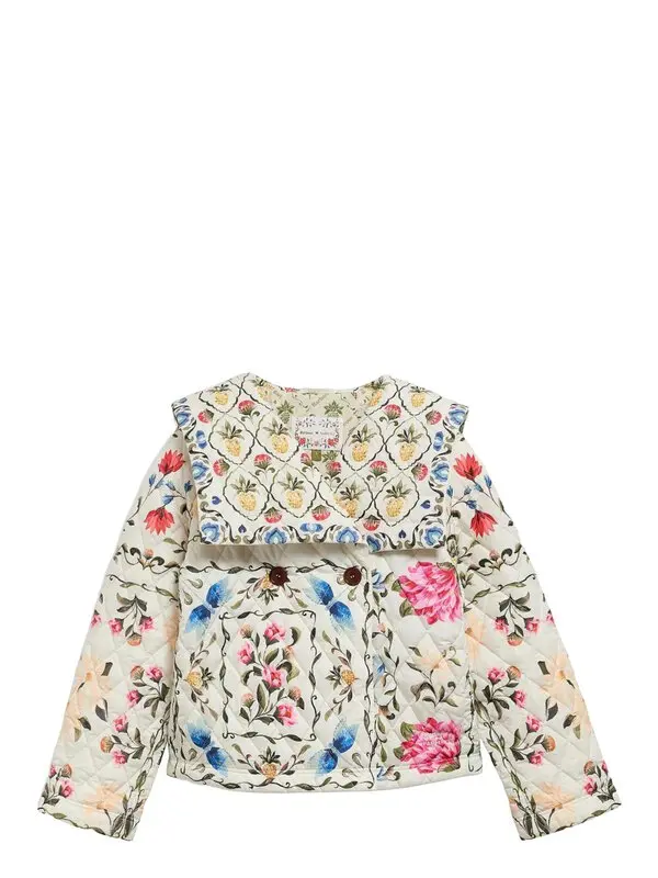 Barbour Quilted Jacket With Floral And Pineapple Print - White