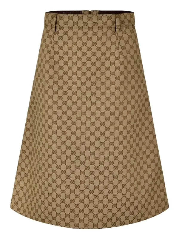 Gucci Monogram Midi Skirt - Brown