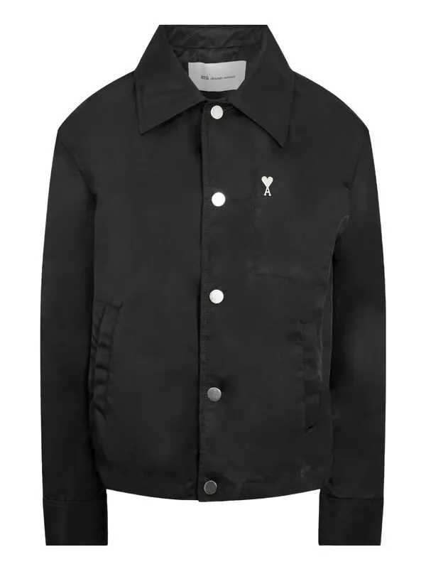 AMI Paris Shirt Jacket With Snap Buttons And Side Pockets - Black