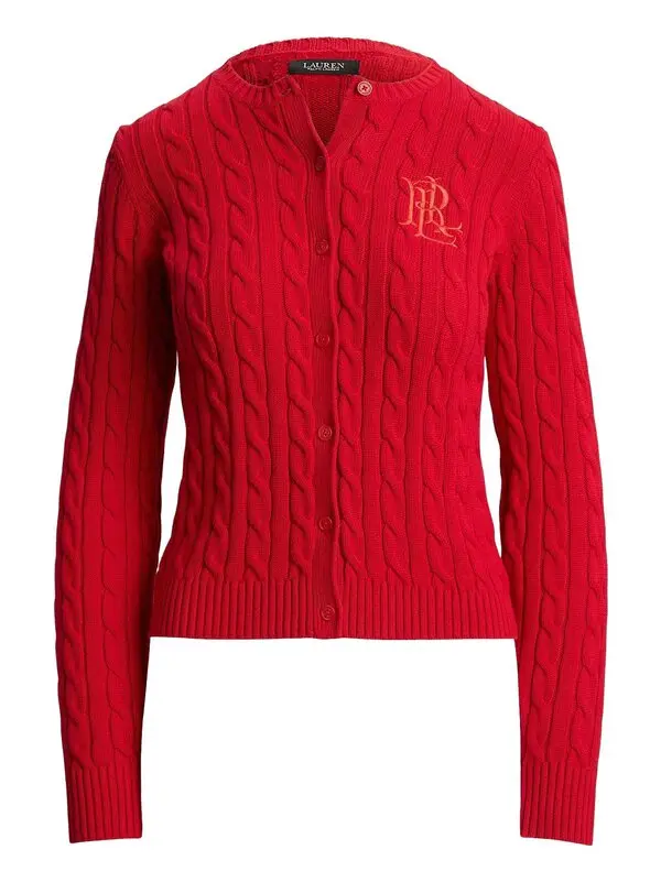 Ralph Lauren Cable Knit Cardigan With Logo Embroidery - Red
