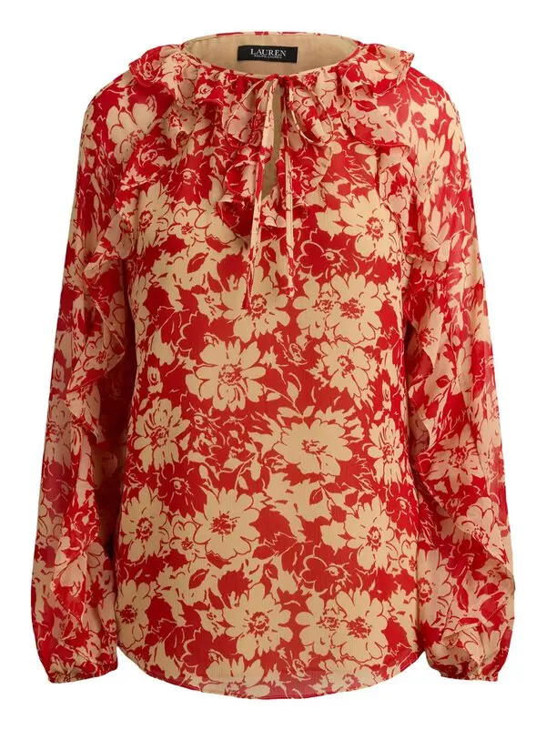 Ralph Lauren Long Sleeve Printed Blouse - Red