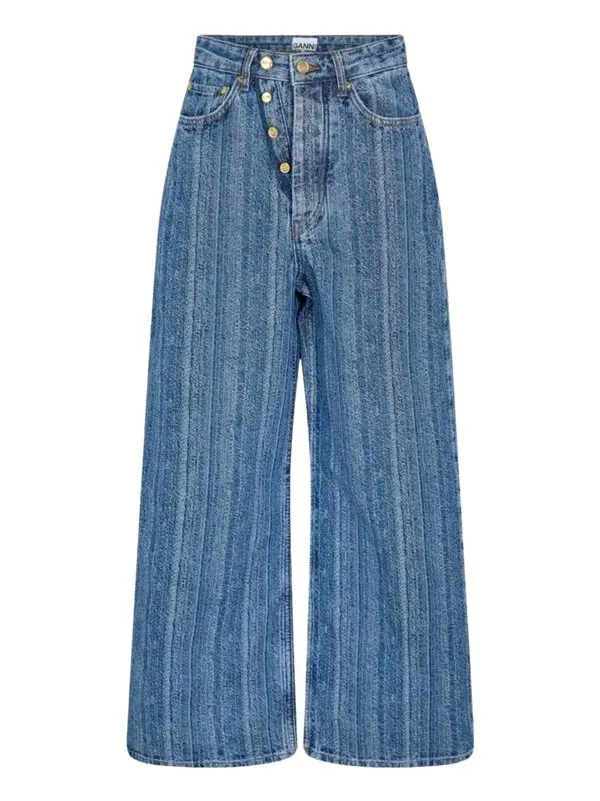 GANNI Denim Dble Fly Wide Leg Jeans - Blue